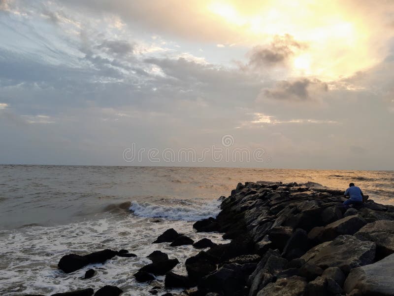 Evening Sky Shadow on the Sea Stock Image - Image of beach, evening ...