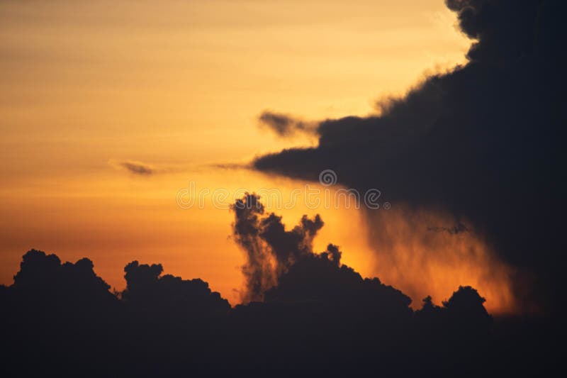 Cumulus and Stratus Clouds in Dramatic Sunset Sky Stock Image - Image ...