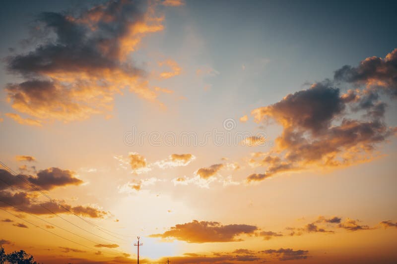 Evening Sky at Sunset in the Countryside Stock Image - Image of country ...