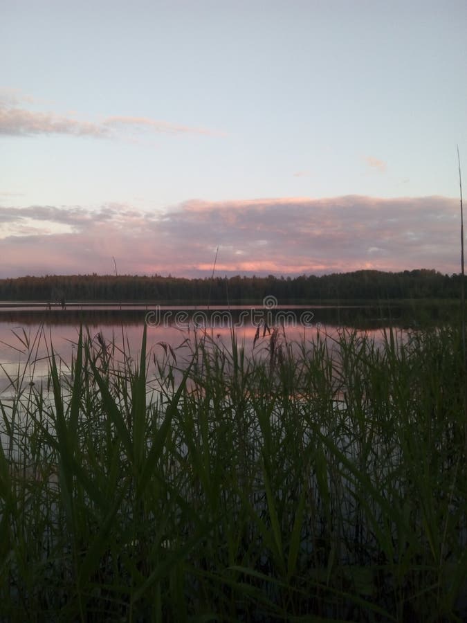 Evening sky stock photo. Image of sunset, evening, lake - 96445410