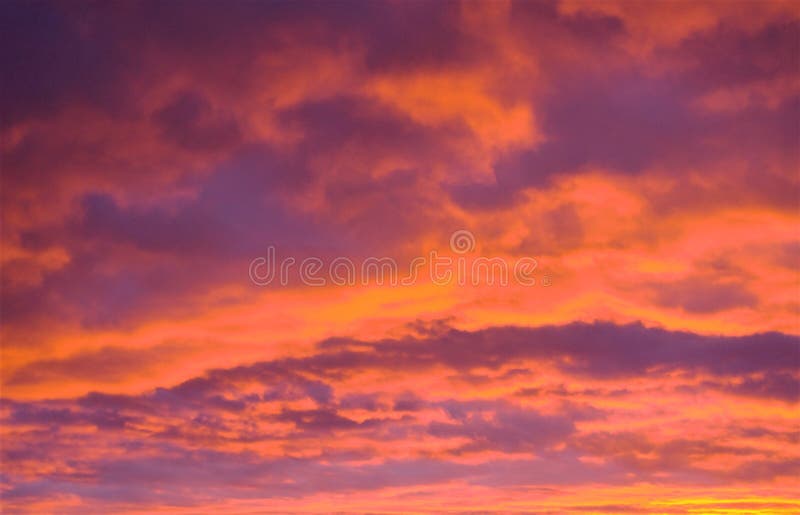 Evening Sky. Unusual Bright Orange Thick Clouds Stock Image - Image of ...