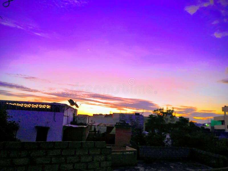 Evening sky view stock image. Image of dawn, horizon - 195606679