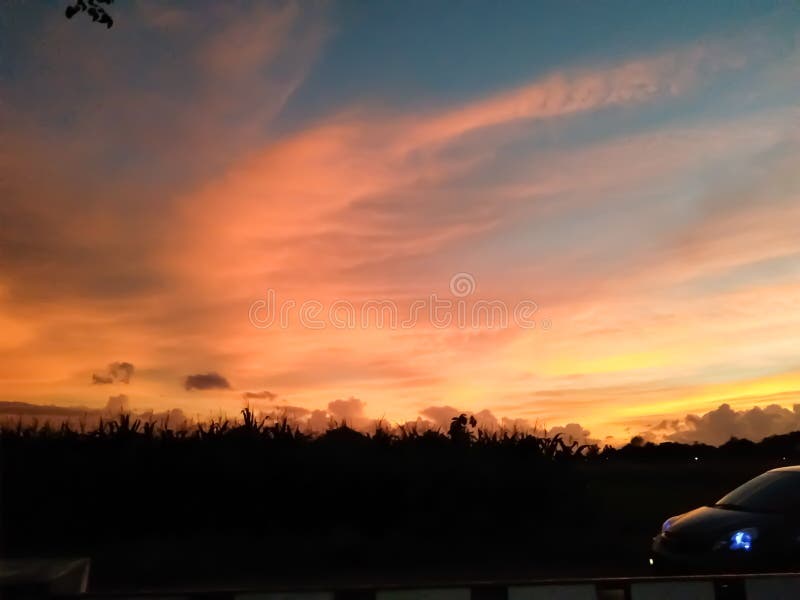 Evening Sky View in Front of the House. Stock Image - Image of evening ...