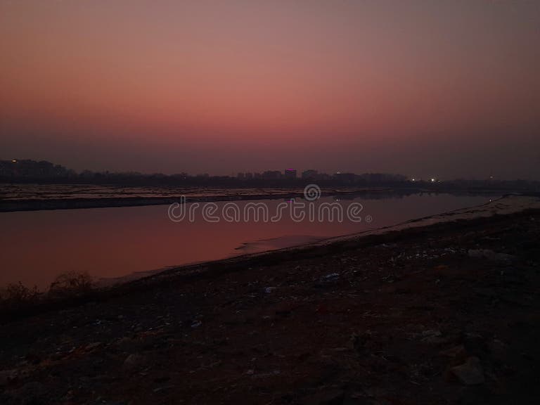 Evening Sky View at Tapi River Surat, Gujarat, India Stock Image ...