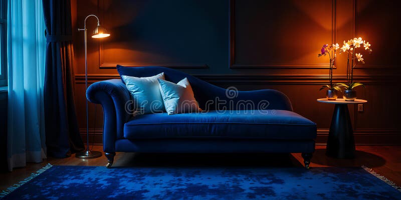 Evening Smart Home Technology and Ambient Lighting in a Modern Dark ...