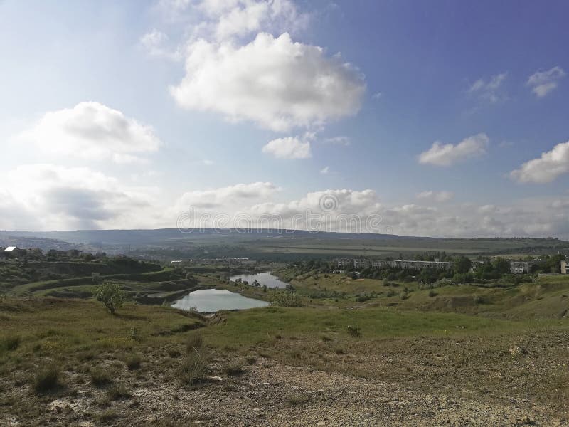 Evening Steppe Landscape in a Hilly Area Stock Photo - Image of ...