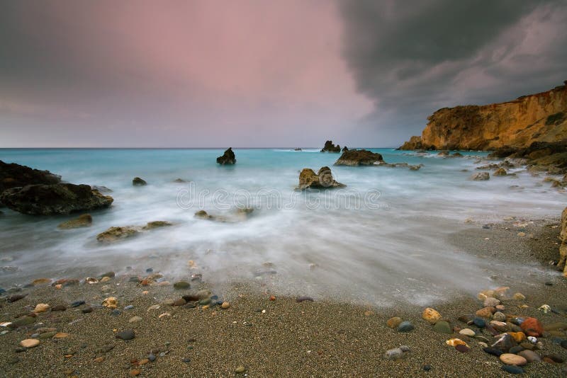 Evening Storm Over River and Dramatic Sky and Clouds Stock Image ...