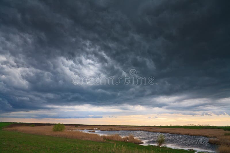 Evening Storm Over Lake in Remote Wild Area Stock Image - Image of ...