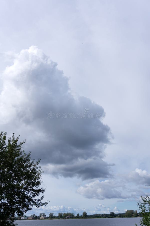 Evening Storm Over River and Dramatic Sky and Clouds Stock Image ...