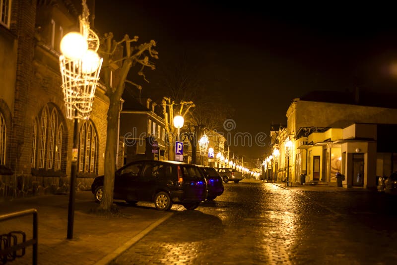 Evening Street Lit by Flashlights Editorial Image - Image of ...