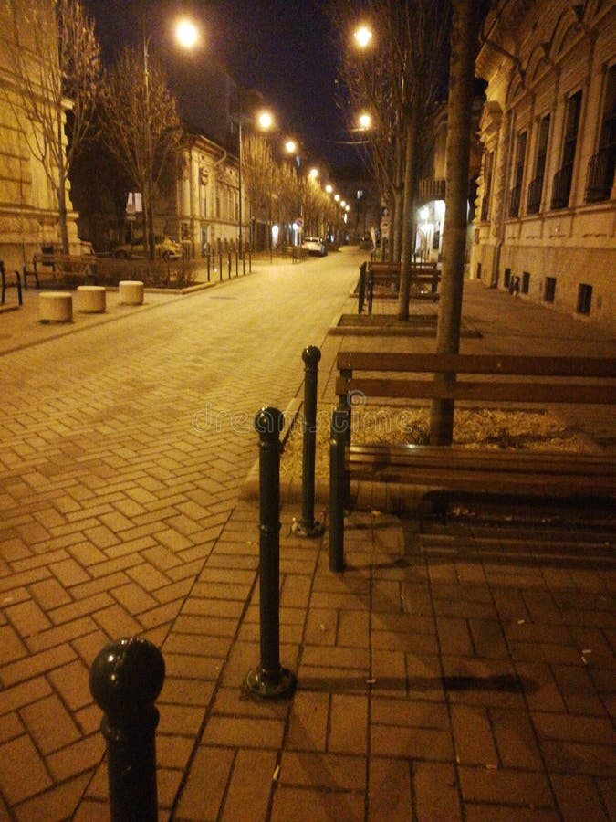 Evening street stock image. Image of evening, szeged - 143044729