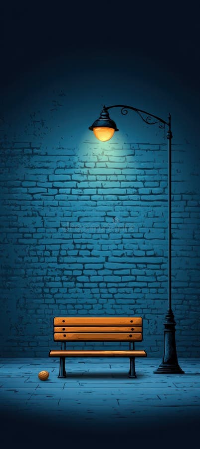 Evening Streetlight Casting Light on Empty Bench Stock Photo - Image of ...