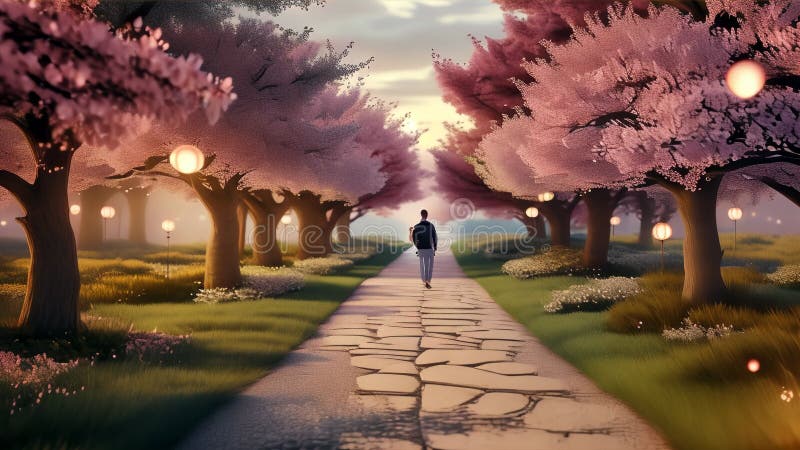 Evening Stroll Under Cherry Blossoms Stock Video - Video of spring ...