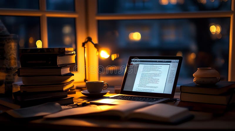 Evening Study Desk Scene Books Notebook Stock Photos - Free & Royalty ...