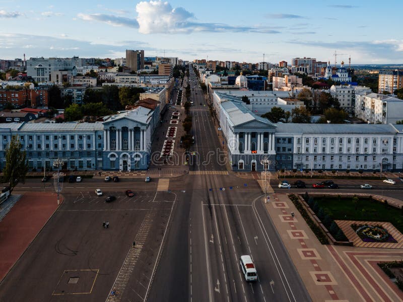 Evening Summer Kursk Downtown, Drone Aerial View Stock Image - Image of ...