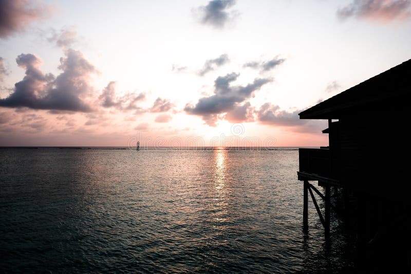 Evening Sun Light,Shadow of the House with the Sea. Stock Image - Image ...