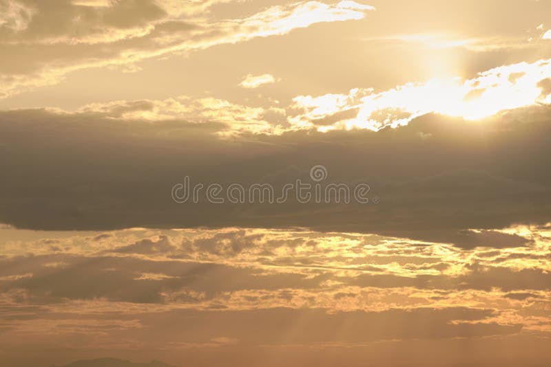 Evening Sun Over the Clouds, Orange Colours Stock Image - Image of ...