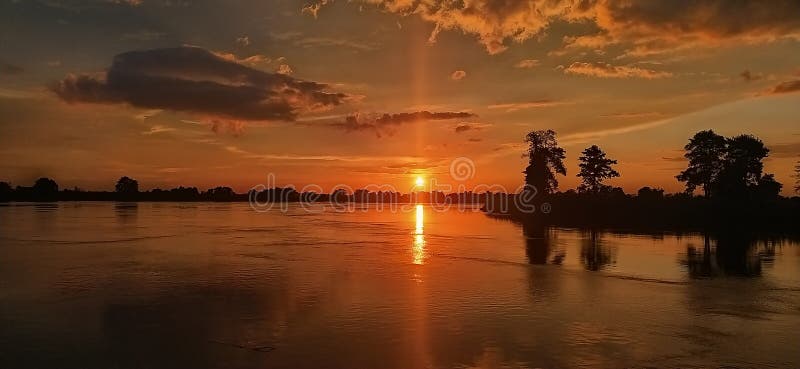 The Evening Sun Over the River Stock Image - Image of sunset, dawn ...