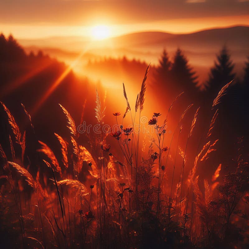 Evening Sun Rays Warm Amber Sun Rays As the Sun Sets Creating a Stock ...