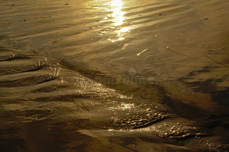 Wet Sand Ripples, Sun Reflection Stock Image - Image of geology, water ...