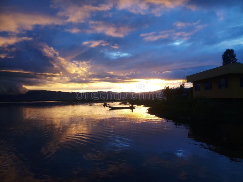 Evening Sun Set View at Loktak Lake, Manipur Stock Image - Image of ...