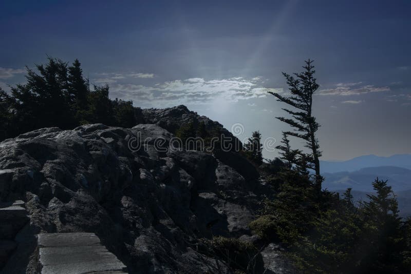 Evening Sun Setting Over Grandfather Mountain, North Carolina Stock ...