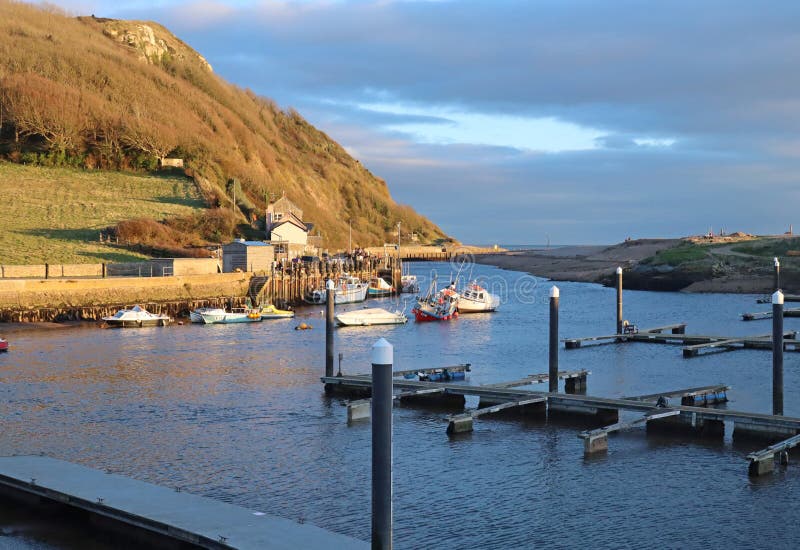 The Evening Sun Shines on the Marina at Axmouth in Devon, England Stock ...