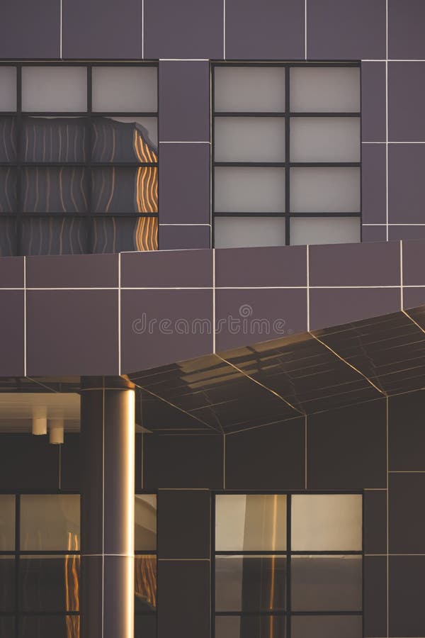 Evening Sunlight and Reflection on Surface of Glass Wall and Brown ...