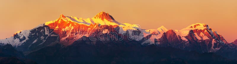 Evening Sunset Annapurna Range Nepal Himalaya Mountain Stock Image ...
