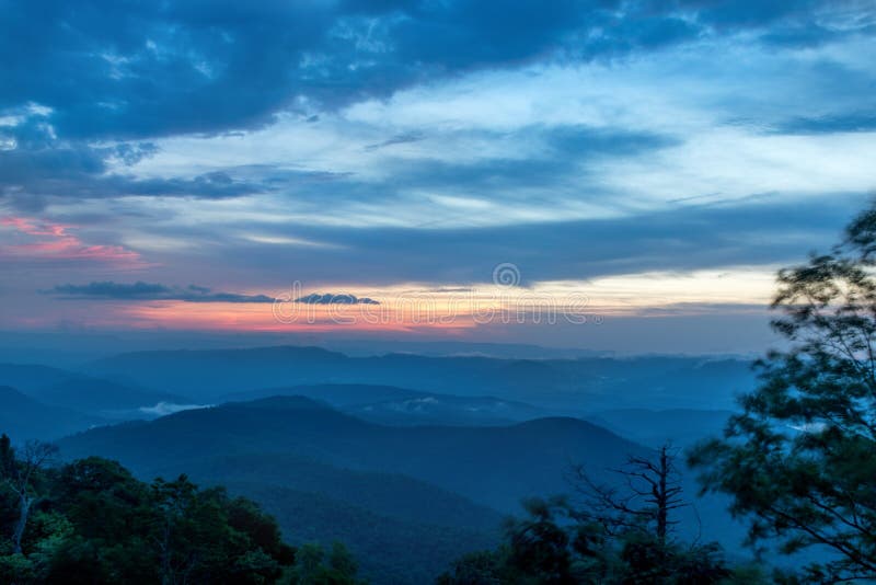 Evening Sunset in the Blue Ridge Mountains. Stock Image - Image of ...