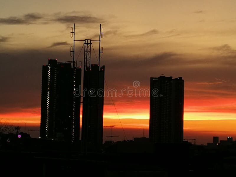 Evening stock image. Image of building, sunset, evening - 145054901