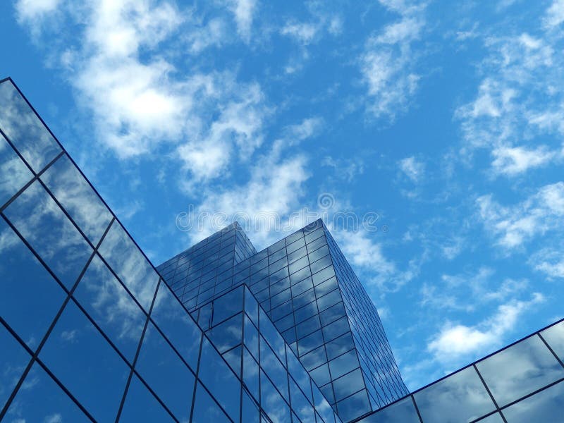 A Modern Building Lined with Glass. Stock Photo - Image of sunset ...