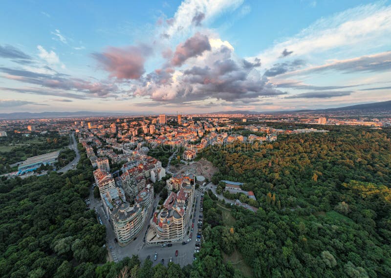 Evening Sunset Over Sofia City, Bulgaria Stock Photo - Image of sight ...