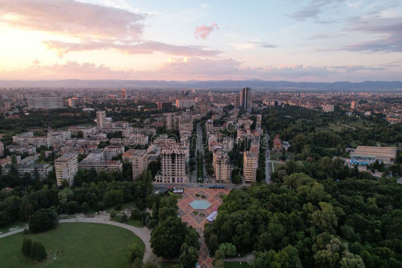 Evening Sunset Over Sofia City, Bulgaria Stock Photo - Image of ...