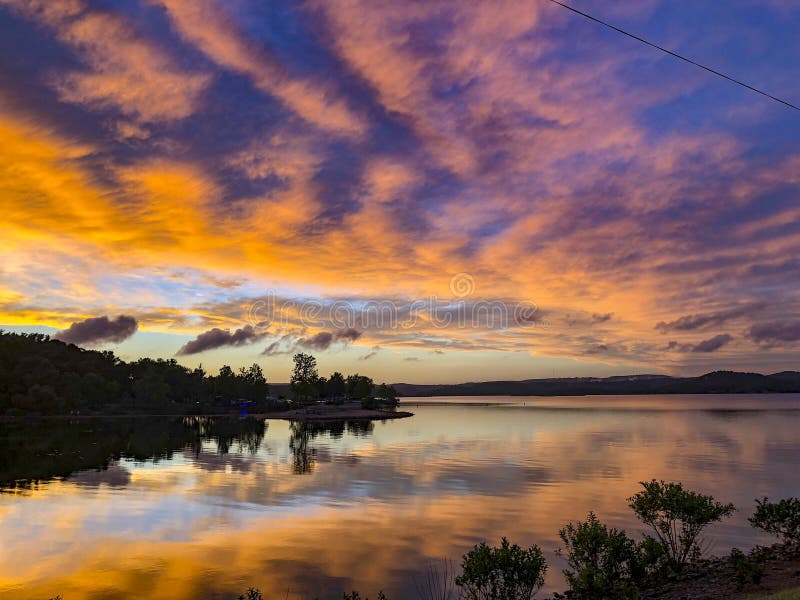 Reflections Still Water Sunset Beaver Lake 3 Stock Photo - Image of ...