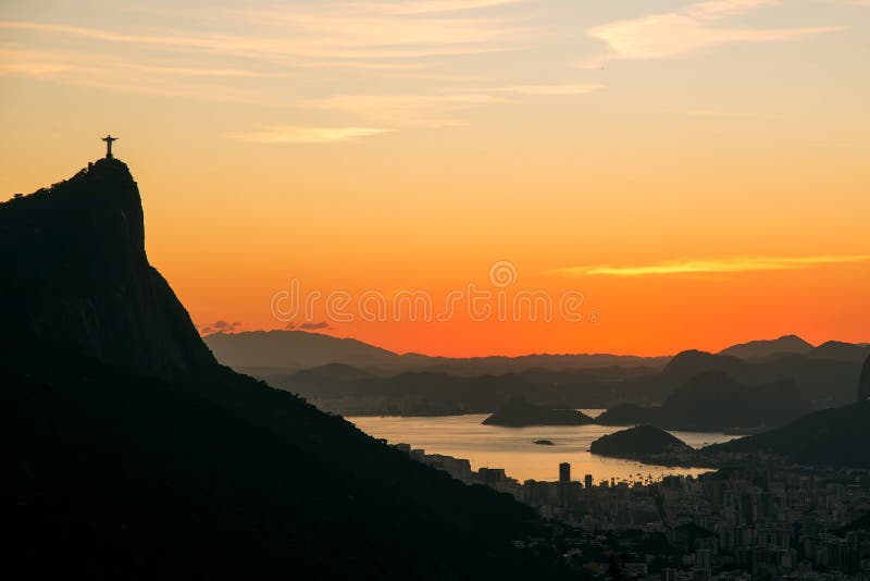 Evening sunset in Rio editorial photography. Image of christ - 84711012