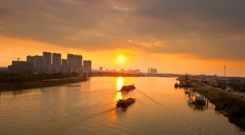 Evening sunset river stock image. Image of city, water - 22886727