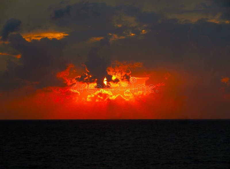 Evening sunset on sea stock image. Image of dawn, scene - 98748125