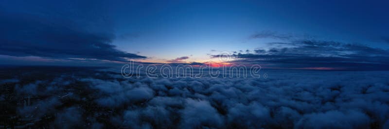 Evening Sunset Sky Panorama with Some Clouds. Panorama Over Clouds ...