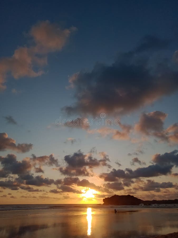 Evening Sunset View on the Beach in Indonesia Stock Photo - Image of ...