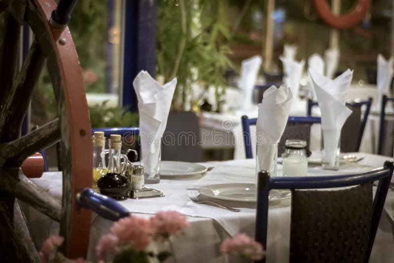 Evening Tables of a Street Cafe Stock Image - Image of evening ...