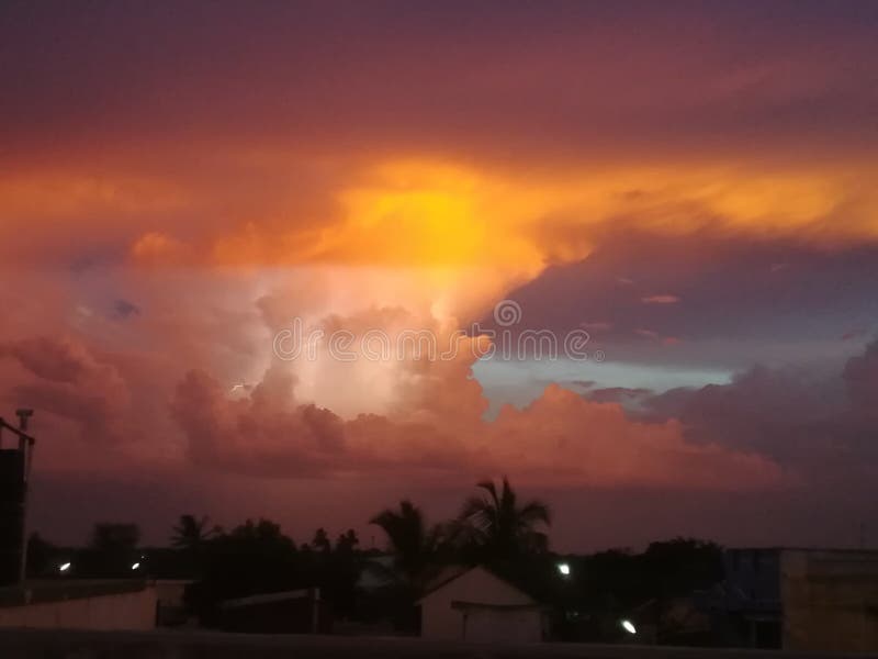 Evening stock photo. Image of evening, thunder, normal - 123477036