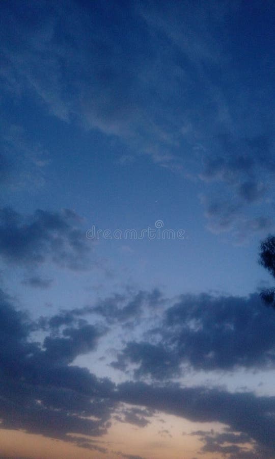 Evening Time Blue Sky Sunset Tree Peaceful Environment Stock Photo ...