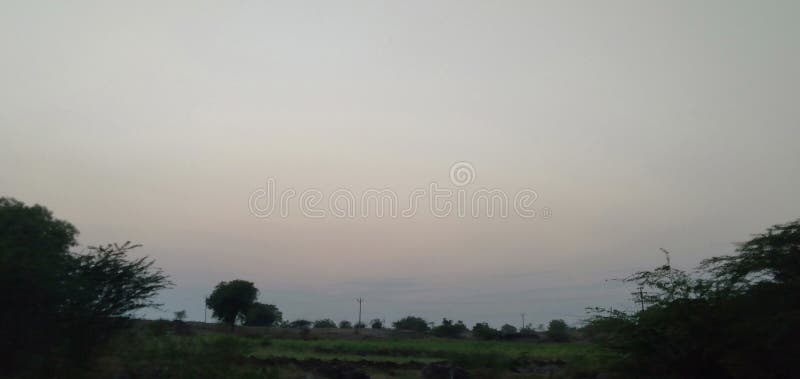 Evening Time Green Scene with Light Red Stock Photo - Image of light ...