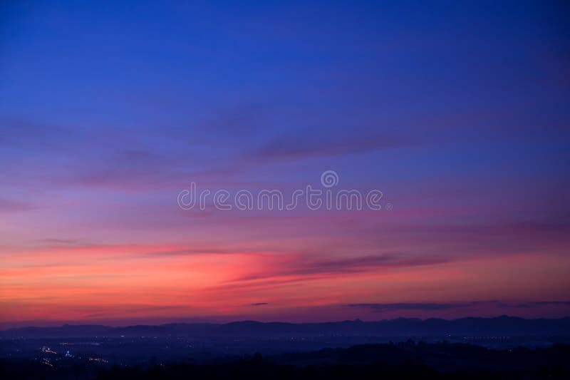 Evening Time of Panorama Mountain Under Dramatic Twilight Sky and Cloud ...