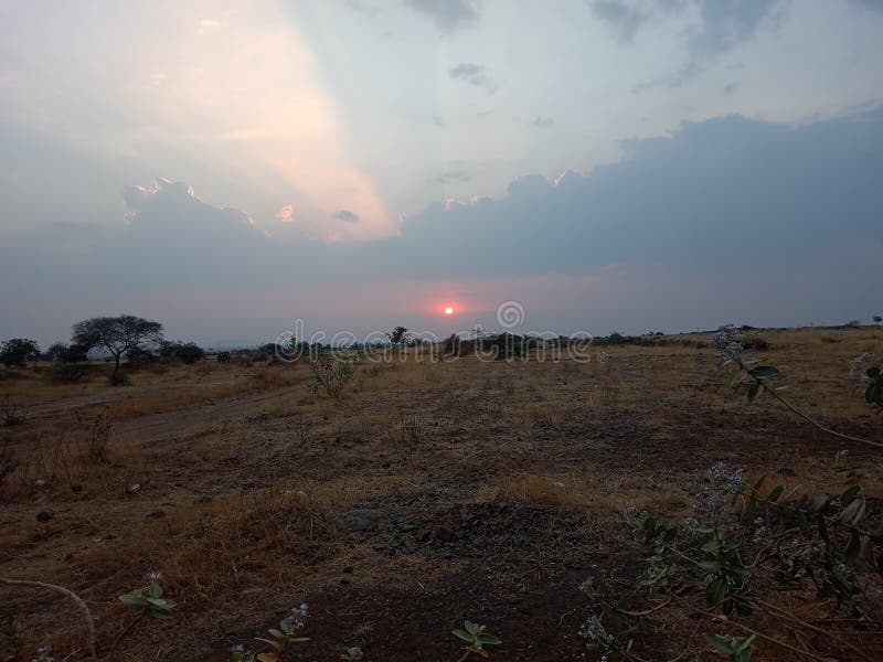 Evening Time Sunset in Village Area Stock Photo - Image of evening ...