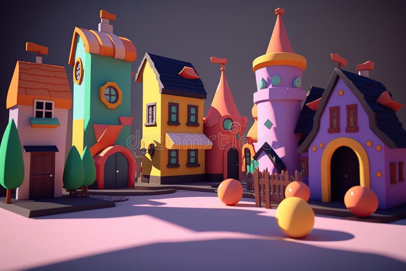 Evening Toy City Ai Generated Stock Illustration - Illustration of ...