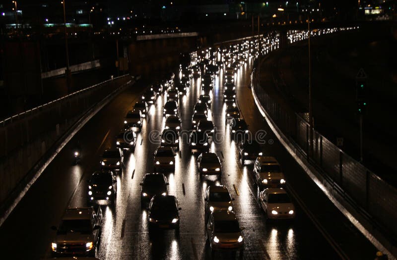 Evening traffic stock photo. Image of street, reflection - 39045884