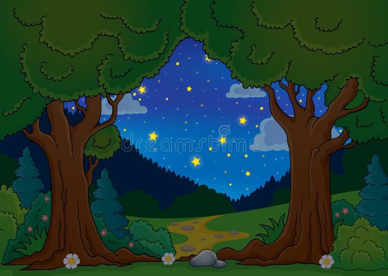 Evening tree theme 1 stock vector. Illustration of season - 42572851