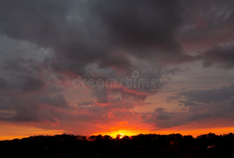 The Evening Twilight Sky in Real Colors with Clouds. Stock Image ...